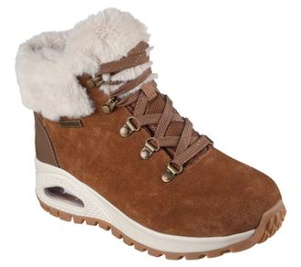 Skechers Uno Rugged Moonlight Ridge Fashion Boot f&uuml;r Damen, Chestnut Suede Duraleather Faux Fur, 41 EU
