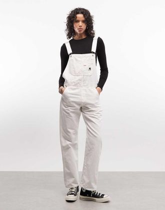 Carhartt Work in Progress Jeans-Latzhose in Wei&szlig;