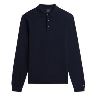 Tommy Hilfiger NY Merino L/S Polo - - Tops - Herren - Blau - XL