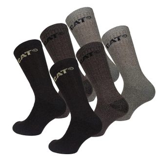 CAT Caterpillar Outdoor Socks 6 Paar Herrensocken aus weicher Baumwolle mit Feuchtigkeitskontrolle, verstärkter Zehe und Ferse (Braun, 4650)