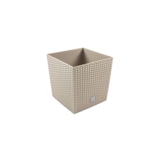 Prosperplast 32L Blumentopf Rattan-Optik Pflanzk&uuml;bel inkl. Einsatz quadratisch Kunststoff H 32,5 cm Mocca