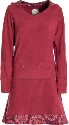 vishes Alternative Bekleidung - Extra warmes Winterkleid Damen Pullover-Kleid Sweatkleid Eco-Fleece dunkelrot 38-40