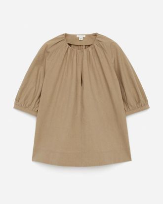 Arket Gerafftes Baumwoll-Oberteil -Beige