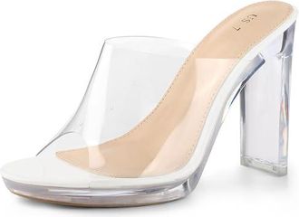 Allegra K Sandales &agrave; Talons Compens&eacute;s &agrave; Plateforme Transparente pour Femmes Blanc 37