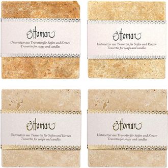 Ottoman 4er Set Travertin Seifenablage quadratisch