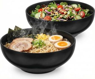 Hemoton Bols &agrave; c&eacute;r&eacute;ales lot de 2 saladier, Ramen Nouilles Bol Bols &agrave; Soupe, Bol &agrave; fruits pour Ramen Pho Nouilles Plats Asiatiques 19 cm, Passe au lave-vaissel