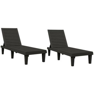 vidaXL Vidaxl - Sonnenliegen 2 Stk. Schwarz 155x58x83 cm Polypropylen