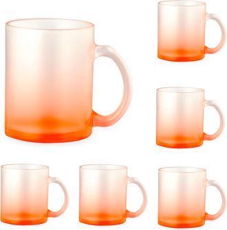 noTrash2003 Set Kaffeetassen Kaffeepott Haferl Teeglas Henkel bruchsicheres Borosilikatglas satiniert mattiert - fröhliche Farbverläufen je 350 mL buntes 5er Set 