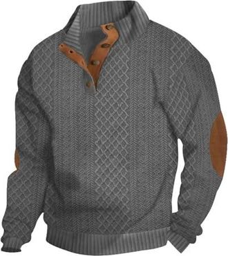 Generic Pull &agrave; capuche d&eacute;contract&eacute; &agrave; manches longues pour homme, avec col montant et boutons, sweat-shirt de style polo pour ext&eacute;rieur, v&ecirc;tements tendance pou