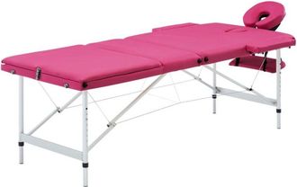 vidaXL vidaXL Massageliege Klappbar 3-Zonen mit Aluminiumgestell Rosa