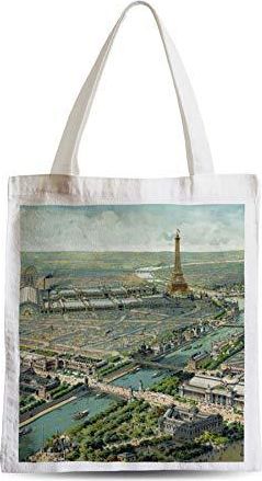 Fabulous Grand Sac Shopping Plage Etudiant Paris Gravure Ancienne Dessin 1900 Tour Eiffel Vintage