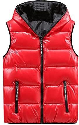 Generic Doudoune sans Manches Femme Capuche Zippé Veste Duveteuse Gilet sans Manche Femme Courtes Veste Matelassée Légère Manteau Femme Hiver Chaude Chic Blou