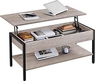 Yaheetech Couchtisch Ausziehbarer Kaffeetisch mit höhenverstellbarer Platte und verstecktem Stauraum Sofatisch Beistelltisch für Wohnzimmer/Büro/Balkon/Flur, Gr