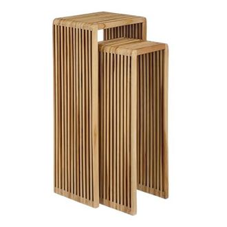 Mica Decorations Yonker Table des Plantes - Lot de 2 - L35 x l25 x H80 cm - Bois recyclé - Marron