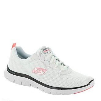 Skechers Femme Flex Appeal 4.0 Brilliant View Basket, White Mesh Black Pink Trim, 39.5 EU