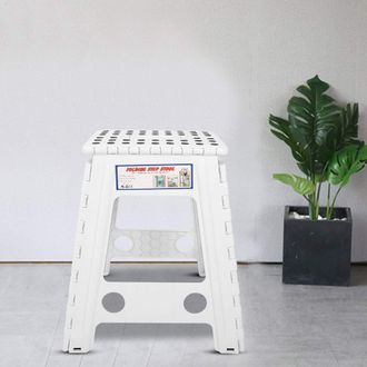 CHICIRIS Tragbarer, Faltbarer Kunststoff-Tritthocker, Rutschfester Stuhl f&uuml;r Wohnzimmer, Schlafzimmer, Camping Im Freien (schwarzer Punkt Elfenbein)