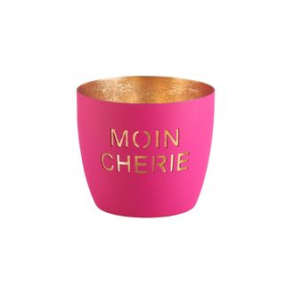 Giftcompany Windlicht Madras Moin Cherie Fuchsia/Gold Eisen H&ouml;he 8,5 cm
