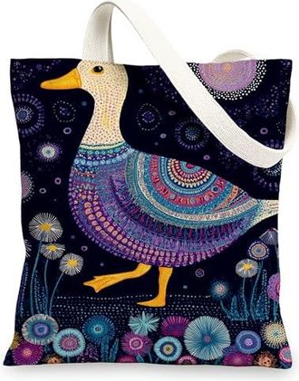 Generic Sacs fourre-tout en toile de canard coloré, sacs dépicerie réutilisables, sacs dépicerie réutilisables, légers et amusants, sacs en toile avec bandoul