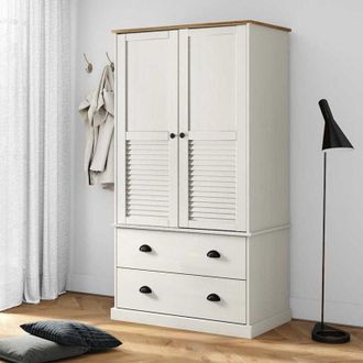 vidaXL Kleiderschrank vigo Wei&szlig; 90x55x170 cm Massivholz Kiefer - Vidaxl