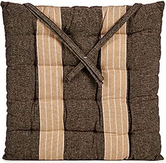 DKD Home Decor Stuhlkissen, gestreift, Braun, 40 x 5,5 x 40 cm, Beige, bunt, cuadrado, Casual