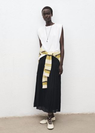 Mango Kurz&auml;rmliges T-Shirt mit Schulterpolstern wei&szlig; - Damen - M - MANGO