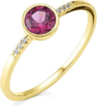 Orolino Ring Gold 585 mit 6x Brillant zus. 0,025ct. und Rhodolith