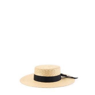 Au Printemps Paris Chapeau rond en paille &agrave; ruban