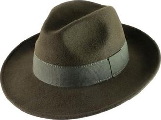 Classic Italy Chapeau Fedora Pliable, imperm&eacute;able, Feutre Homme ou Femme Fedora - Taille 61 cm - Olive