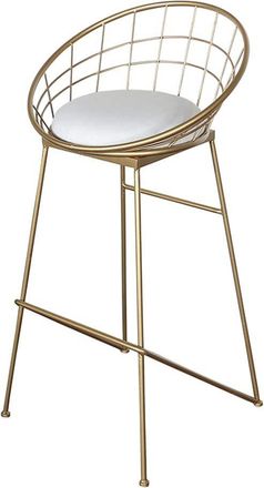 Generic Barhocker mit Goldenen Metallbeinen, Fu&szlig;st&uuml;tze und R&uuml;ckenlehne, Max. Belastbarkeit 200 Kg, Ideal f&uuml;r K&uuml;che, Bistro, Pub, Caf&eacute;, Fr&uuml;hst&uuml;cksinsel