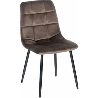 Clp Chaise de salle &agrave; manger Antibes en Velours avec Pieds en m&eacute;tal noir Marron