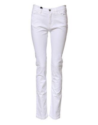 Dolce & Gabbana Womens White Grace Mid Waisted Skinny Denim Jeans Cotton Elastane Clothing