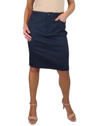 Paulo Due Jupe Crayon Style Jean Stretch en Coton &Eacute;pais pour Femme Bleu Marine 36-48 (36)