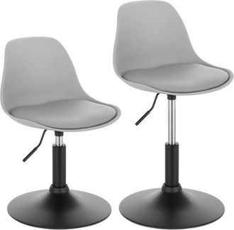 Woltu Woltu - Lot de 2 Tabouret de Bar en Similicuir, Tabouret Rotatif pour Bar, Cuisine, Bistro Comptoir, Hauteur Réglable, Gris