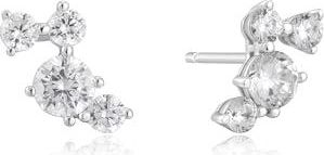 Ania Haie Boucles doreilles pour femme Chic Creator Pavé Climber Stud Boucles doreilles en argent sterling 925, ornées de 8 zircons, taille : 0,5 x 5,5 mm, emba