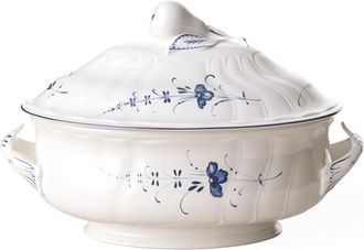 Villeroy & Boch Vieux Luxembourg Terrine, Premium Porzellan, weiß/blau