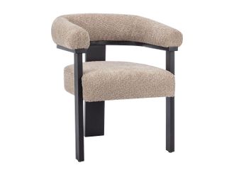 Vente-Unique Stuhl mit Armlehnen - Boucl&Egrave;-Stoff & Kautschukholz - Taupe & Schwarz - LIVELIA