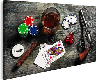 Islandburner Bild auf Leinwand Zigarre Gl&uuml;cksspiel Getr&auml;nk Und Spielkarten Bilder Wandbilder Poster