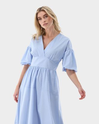 van Laack Midikleid gestreift aus Baumwolle