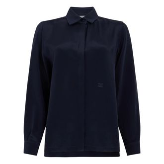Max Mara Seidencr&ecirc;pe-de-Chine-Hemd - - Blouses & Shirts - Damen - Blau - L