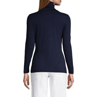 Lands End Rollkragenshirt aus Baumwoll/Modalmix, Damen, Gr&ouml;&szlig;e:44-46 regular, Blau, Baumwolle/Elasthan/Baumwolle Modal, by Lands End