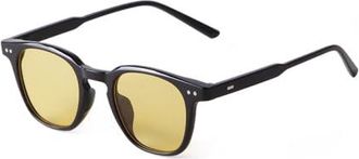 Generic Lunettes de soleil rondes classiques vintage à rivets pour femmes hommes rétro tendance verres jaunes oeil de chat, c2, Taille unique