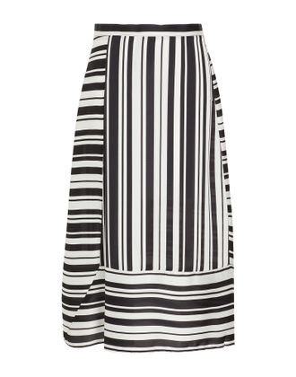 8 by YOOX STRIPED HIGH-WAIST MIDI SKIRT