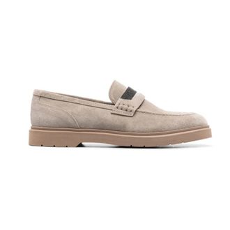Brunello Cucinelli Graue Wildleder Perlen Loafers - - Shoes - Damen - Grau - 40 EU