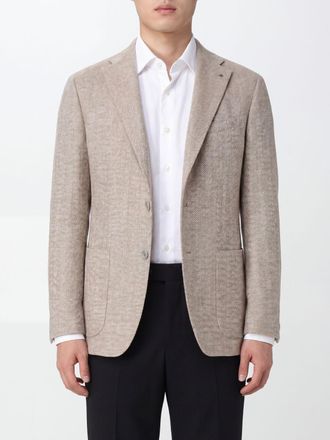 Tagliatore Blazer droit en m&eacute;lange de laine et de soie &agrave; motif chevron