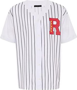 Red Bridge Chemise Sportive à Rayures Baseball Mode Casual Urbaine Blanc-Noir XL