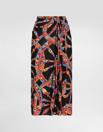 Dolce & Gabbana Rock Aus Viskosejersey Mit Carretto-print - Frau R&ouml;cke Multicolor 46