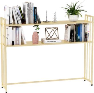 Generic Schreibtisch Aufsatzregal, Metall Monitorständer Struktur Schreibtischregal for Computer Höhenverstellbarer Desk Shelf for Home Office Dorm(Gold,90x25
