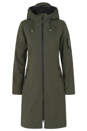 Ilse Jacobsen HORNBÆK | RAIN37L | Klassische Langer Damen Jacke | Outdoor Regen Parka wasserdicht, Winddicht, atmungsaktiv | Softshell Polyester und Elastan | Army 