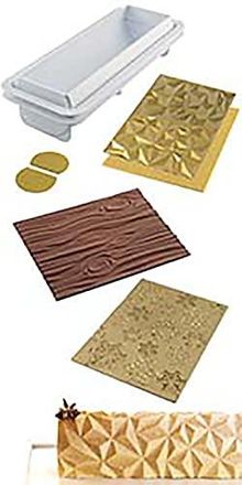 Silikomart | Set de moules en Silicone DIAMOND BUCHE, FROZEN BUCHE MAT, MAGIC WOOD MAT, antiadh&eacute;sif, Lot de 3 tapis &agrave; g&acirc;teaux, 3D Design, 250 x 185 mm, h 6 mm, M