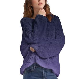Generic Pull pour femme - Imprim&eacute; d&eacute;grad&eacute; - Manches longues - Pull d&eacute;contract&eacute; doux et confortable - L&eacute;ger et respirant - &Agrave; porter au quotidien pour lautomne,